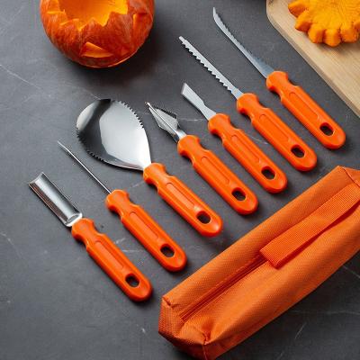 China Customized Logo 7pcs Stainless Steel Pumpkin Carving Tools Set for Vegetable Carving for sale