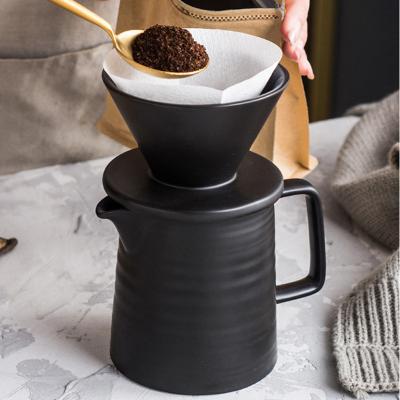 China 500ml Capacity Matte Black Ceramic Coffee Dripper Set for Modern Design and Logo for sale