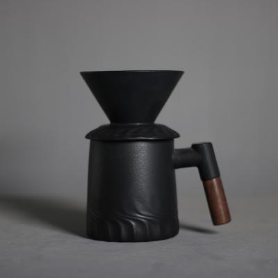 China Modern Design Matte Black Ceramic Coffee Filter Dripper Set for Home Restaurant Hotel for sale