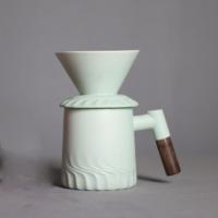 China Modern Design Matte Black Ceramic Coffee Filter Dripper Set for Home Restaurant Hotel for sale