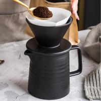 China Modern Design Matte Black Ceramic Coffee Filter Dripper Set for Home Restaurant Hotel for sale