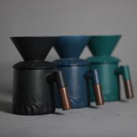 China Modern Design Matte Black Ceramic Coffee Filter Dripper Set for Home Restaurant Hotel for sale