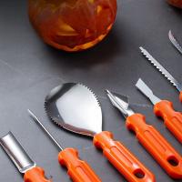 China PP Material 7-Piece Halloween Stainless Steel Pumpkin Carving Knife Set with Carrying Case for sale
