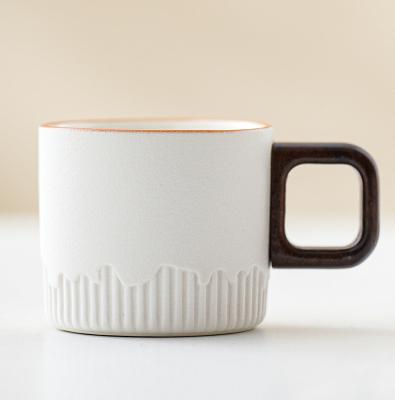 China Customized Logo Acceptable Nordic 50ml Rustic Design Ceramic Mug for Country Style Lovers for sale