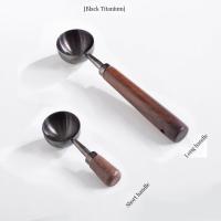 China Wooden Handle Spoon Stainless Steel Coffee Measuring Spoons Set 15ml 30ml Capacity for Tea for sale