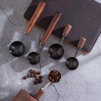China Wooden Handle Spoon Stainless Steel Coffee Measuring Spoons Set 15ml 30ml Capacity for Tea for sale