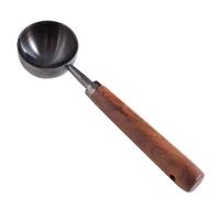 China Wooden Handle Spoon Stainless Steel Coffee Measuring Spoons Set 15ml 30ml Capacity for Tea for sale