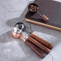 China Wooden Handle Spoon Stainless Steel Coffee Measuring Spoons Set 15ml 30ml Capacity for Tea for sale