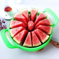 China Stainless Steel Watermelon Cutter Green Easy-to- Bamboo Handle Tool for Melons Veggies for sale