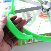 China Stainless Steel Watermelon Cutter Green Easy-to- Bamboo Handle Tool for Melons Veggies for sale