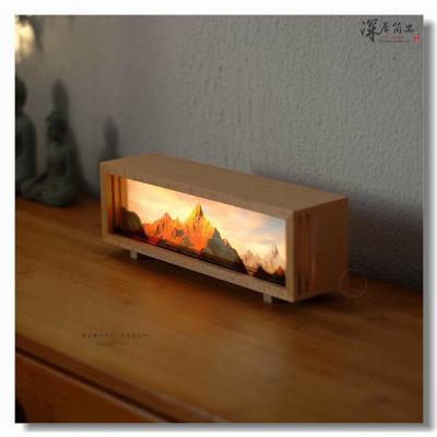 China Modern Sun Golden Mountain Night Light Rechargeable Canvas Lamp with Printing and Snow Landscape for sale