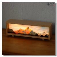 China Modern Sun Golden Mountain Night Light Rechargeable Canvas Lamp with Printing and Snow Landscape for sale