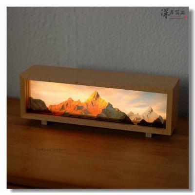 China High Resolution Printing Snow Mountain Canvas Desktop Lamp with Rechargeable Battery for sale
