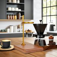China Drinkware Type Coffee Tea Sets Solid Wood Pour over Coffee Stand with Copper Dripper for sale