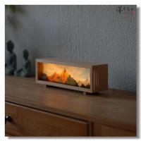 China Modern Sun Golden Mountain Rechargeable Night Light Digital Printed Snow Mountain Desktop Canvas Lamp 1 Color for sale