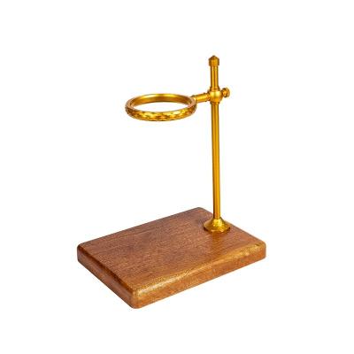 China Wooden Coffee Drip Station for Pour over Coffee Makers Luxury Copper Dripper Stand for sale
