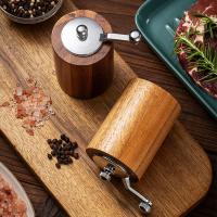 China Natural Wood Color Adjustable Household Hand-Cranked Flax Seed Grinder with Refillable Salt Pepper Mills for sale