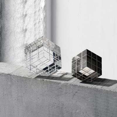 China Elevate Your Tabletop Decor with Elegant Modern Art Deco Rubik's Cube Glass Ornaments for sale