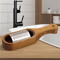 China Acacia Wood Container Handheld Cheese Grater for Easy Grating of Vegetables and More for sale