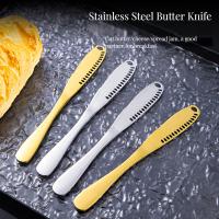 China Silver Top Sale Stainless Steel Butter Knife Titanium Plated Long Handle Jam Butter Spatula Western Tableware Cream Decorating Knife for sale