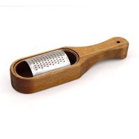 China Super Markets Acacia Wood Cheese Shredder with Non-Slip Bottom and Stainless Steel Grater for sale