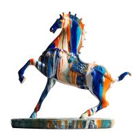 China Customized Size Elegant Camouflage Horse Resin Sculpture for Wall Art and Home Decor for sale
