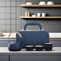 China Sustainable Ceramic Tea Tray Set with Portable Reusable Teacups and Customizable Logo for sale
