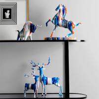 China Vintage Camouflage Galloping Horse Resin Sculpture Bamboo Wall Art for Home Decoration for sale