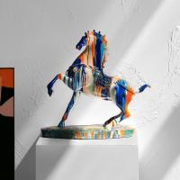 China Desktop and Wall Decor Vintage Horse Sculpture Camouflage Galloping Design Eco-friendly for sale