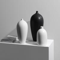 China Stylish Black and White Ceramic Vase Pot for Tabletop Decoration in Modern Living Room for sale