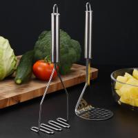 China 1 Piece Stainless Steel Bamboo Potato Masher for Vegetable Puree Kitchen Accessories for sale