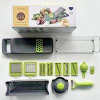 China 16-in-1 Compact Manual Bamboo Cutter Stainless Steel Blade Mandoline Slicer for Vegetables Fruits for sale