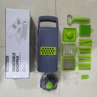 China 16-in-1 Compact Manual Bamboo Cutter Stainless Steel Blade Mandoline Slicer for Vegetables Fruits for sale