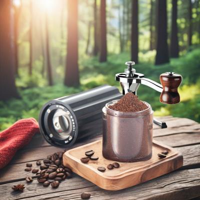 China Black Portable Handheld Coffee Grinder Stainless Steel Burr Wood Metal Utensils Type Grinding Machine for sale