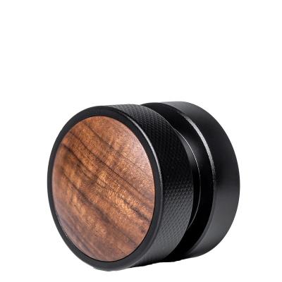 China Customize Logo Acceptable Walnut Wood and Stainless Steel Espresso Tamper Set 58mm Size for sale
