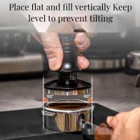 China Adjustable Stainless Steel Scaled Base 51/53/58mm Solid Wood Handle Barista Coffee Tamper for Home for sale