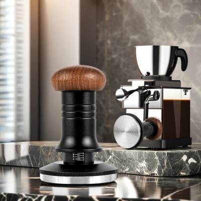 China 58mm Barista Coffee Tamper Set with Solid Wood Handle and Stainless Steel Ripple Base for sale
