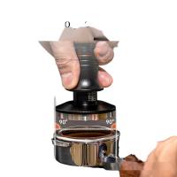 China Home Espresso Adjustable Depth Stainless Steel Ripple Base Coffee Tamper with Solid Wood Handle 51/53/58mm Set for sale