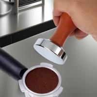 China Custom 51mm 53mm 58mm Stainless Steel Espresso Tamper with Portable Wood Handle for sale
