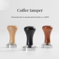 China Wood Handle Stainless Steel Coffee Tamper Set for Pressing Coffee Powder at Home Cafe for sale