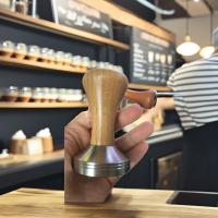 China Coffee Tampers Stainless Steel Espresso Tamper with Wood Handle 51mm 53mm 58mm Sizes for sale
