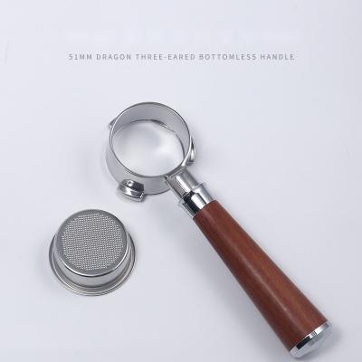 China Thanksgiving Special 51mm Ceramic Espresso Bottomless Portafilter with Wooden Handle for sale