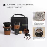 China Sustainable Stainless Steel Coffee Set Compact Design Portable Glass Hand Grinder for sale