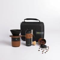 China Sustainable Stainless Steel Coffee Set Compact Design Portable Glass Hand Grinder for sale