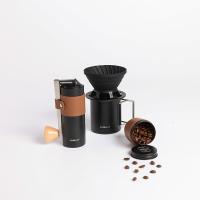 China Stainless Steel Manual Hand Grinder Ceramic Pour Pot Filter Cup Ideal for Travel Camping for sale