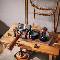 China Commercial Buyer Coffee Shops Custom Logo Solid Wood Tamping Station for Espresso and Coffee Powder Organizer for sale
