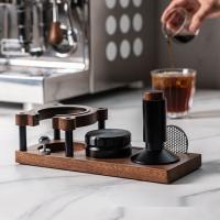 China Modern Solid Wood Coffee Tamper and Portafilter Organizer for Home Barista Cleaning for sale