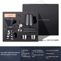 China Middle East Gift Set Stainless Steel Coffee Maker and Hand Coffee Grinder with Lid for sale