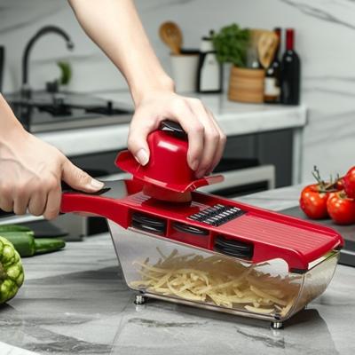 China Home Kitchen Tool 16 Function Bamboo and Plastic Salad Slicer Manual Vegetable Chopper Dicer for sale