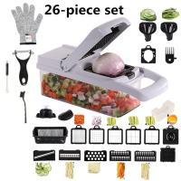 China 22-Way Stainless Steel Food Chopper Manual Bamboo Multi-Tool Vegetable Slicer for Customized Size for sale
